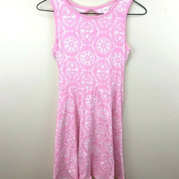 Justice | Dresses | Justice Pink White Floral Keyhole Back Swing Dress ...